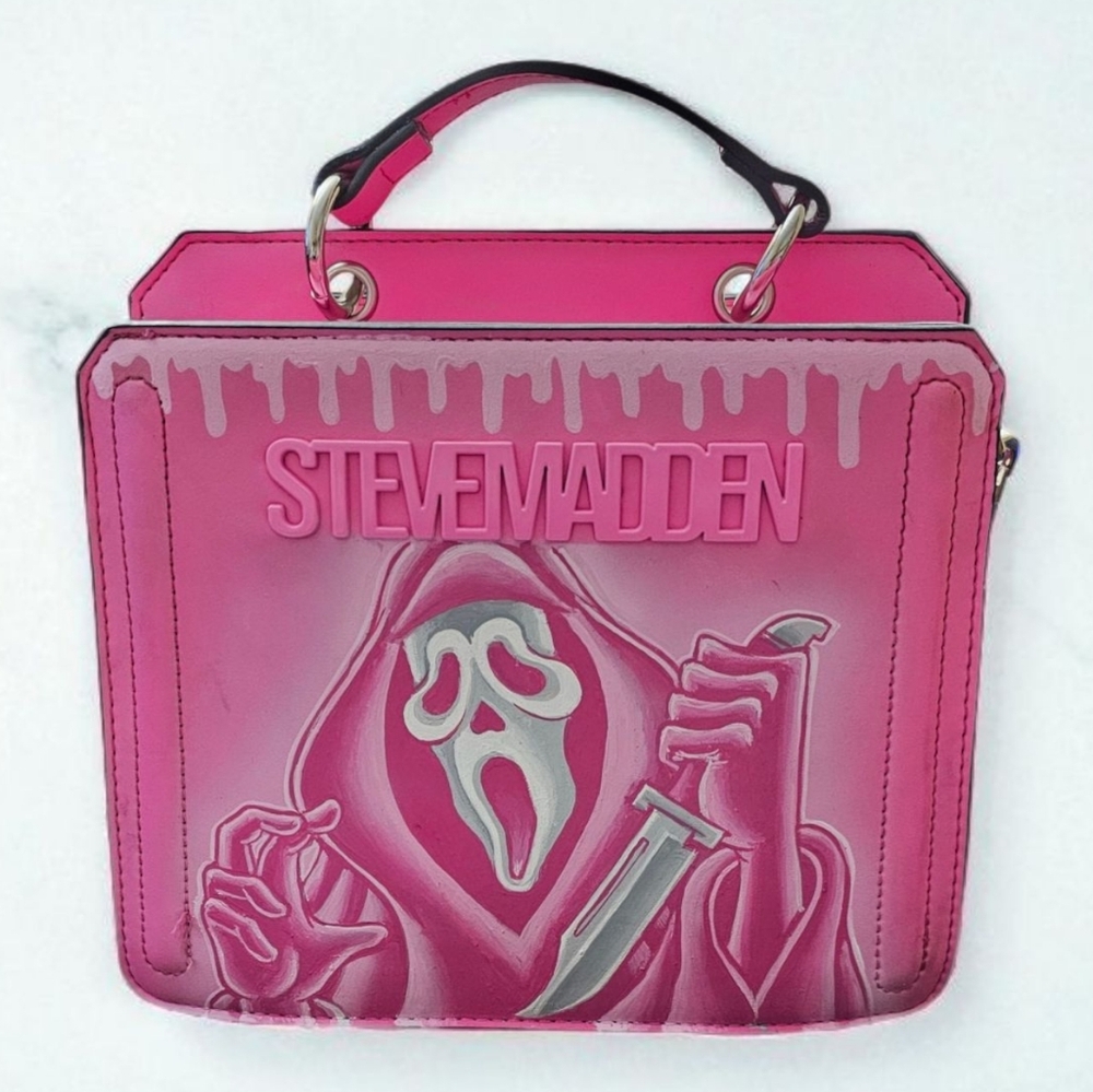 Steve Madden Ghost Face Hand Painted Pink & White Sat… - Gem